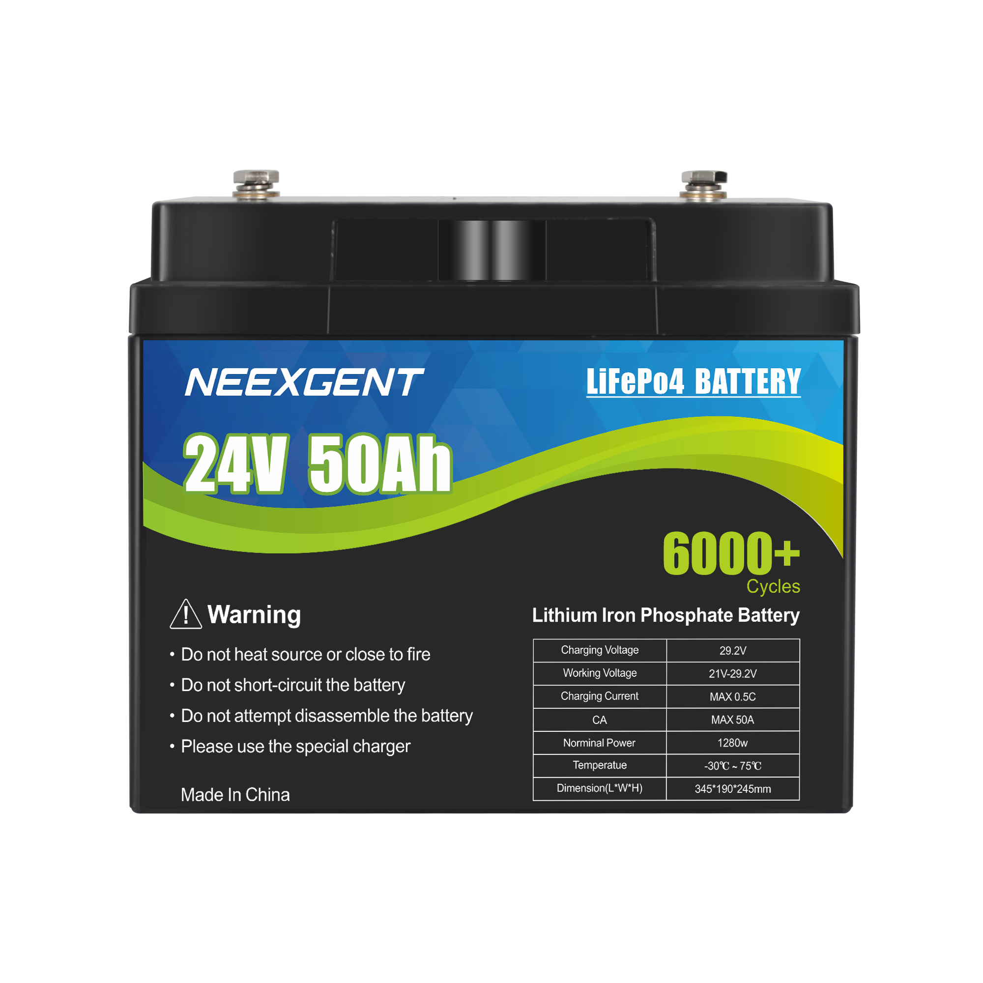 Neexgentsolar 24v 50ah Rechargeable Lifepo4 Battery Pack for Electric ...