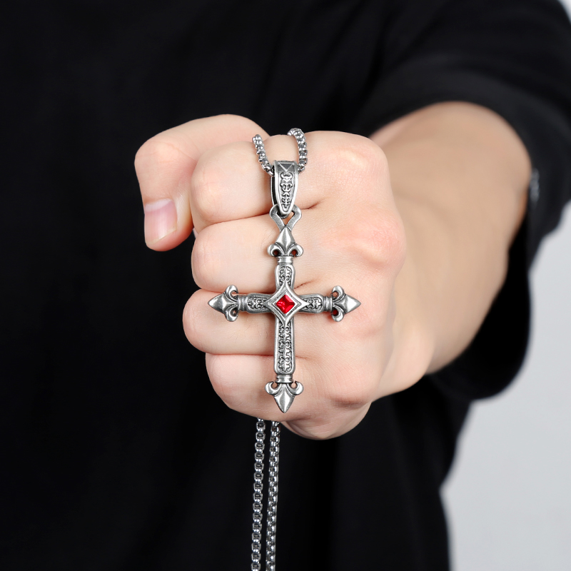 Red Cross pendant with diamonds