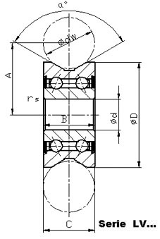 LV202-41.2Z-Rodillos inferiores con perfil de ranura en "V" - Vee'd Bearings