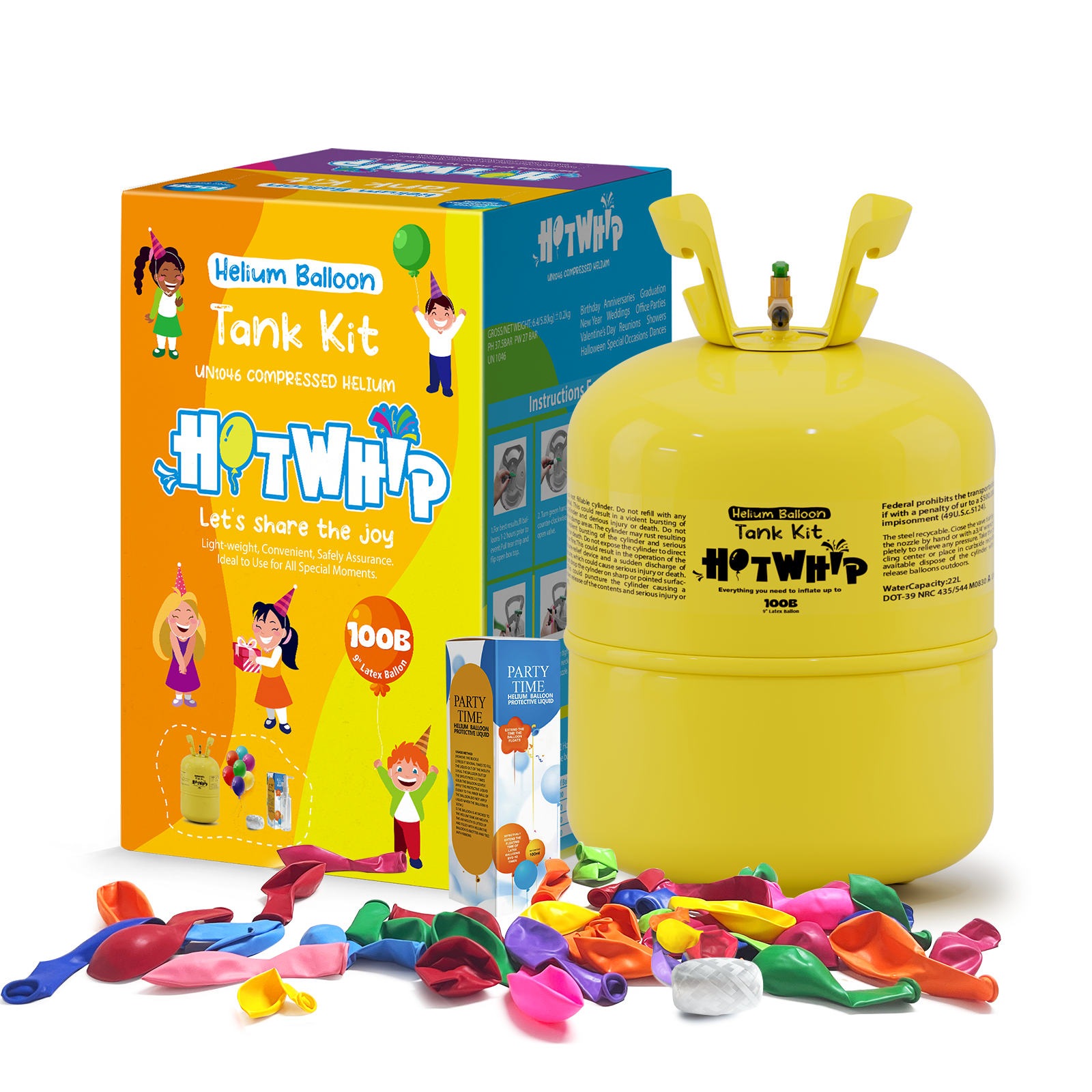 20L Helium Tank Kit (Includes 100 Assorted Latex Balloons,Balloon ...