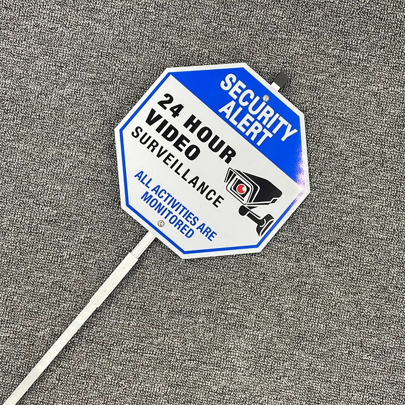 10" Retractable Aluminum Yard Traffic Warning Sign Stakes