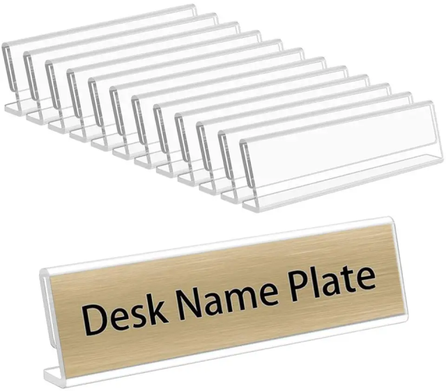 8"W x 3"H Acrylic Office Name Plate desk label sign holder
