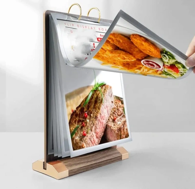 A4/A5/A6 T-shape Flip Wood Table Display Menu Holder