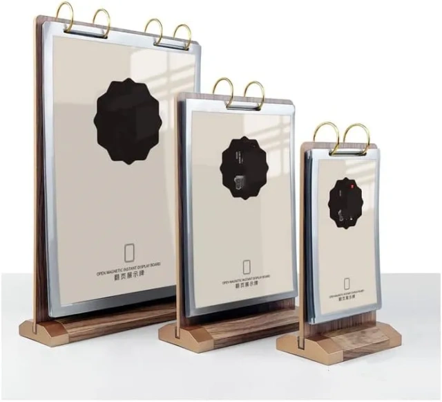 A4/A5/A6 T-shape Flip Wood Table Display Menu Holder