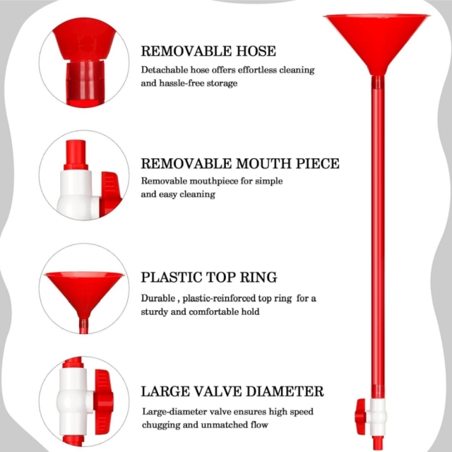 Beer Bong Tube and Funnel with Valve for Party