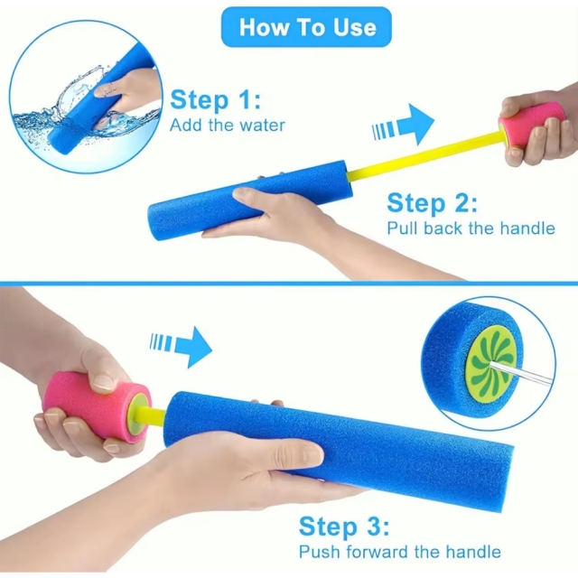 38ft Range Lightweight Pool Foam Blaster Squirt Water Guns