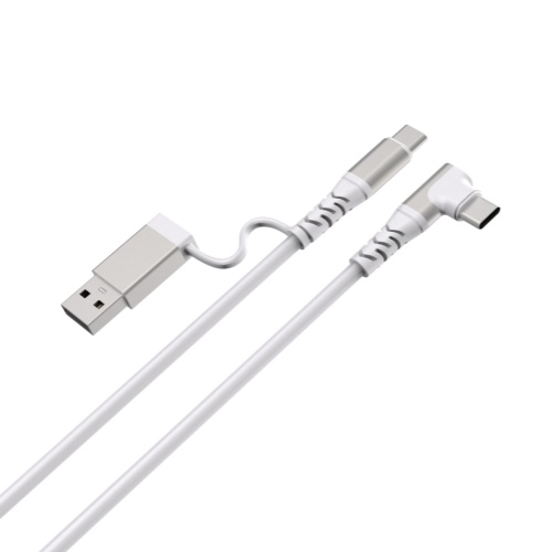 Right-angled USB-C to USB-C PD 100W Fast Charge Cable with USB-A Adapter