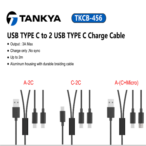 USB TYPE C to 2 USB TYPE C Charge Cable