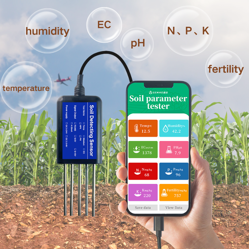 8-in-1 Soil Sensor NPK pH Moisture Temperature EC Measurement for ...