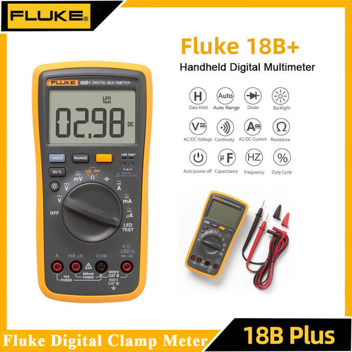 GENUINE Fluke 18B+ AC/DC Voltage Current Resistance Capacitance LED ...