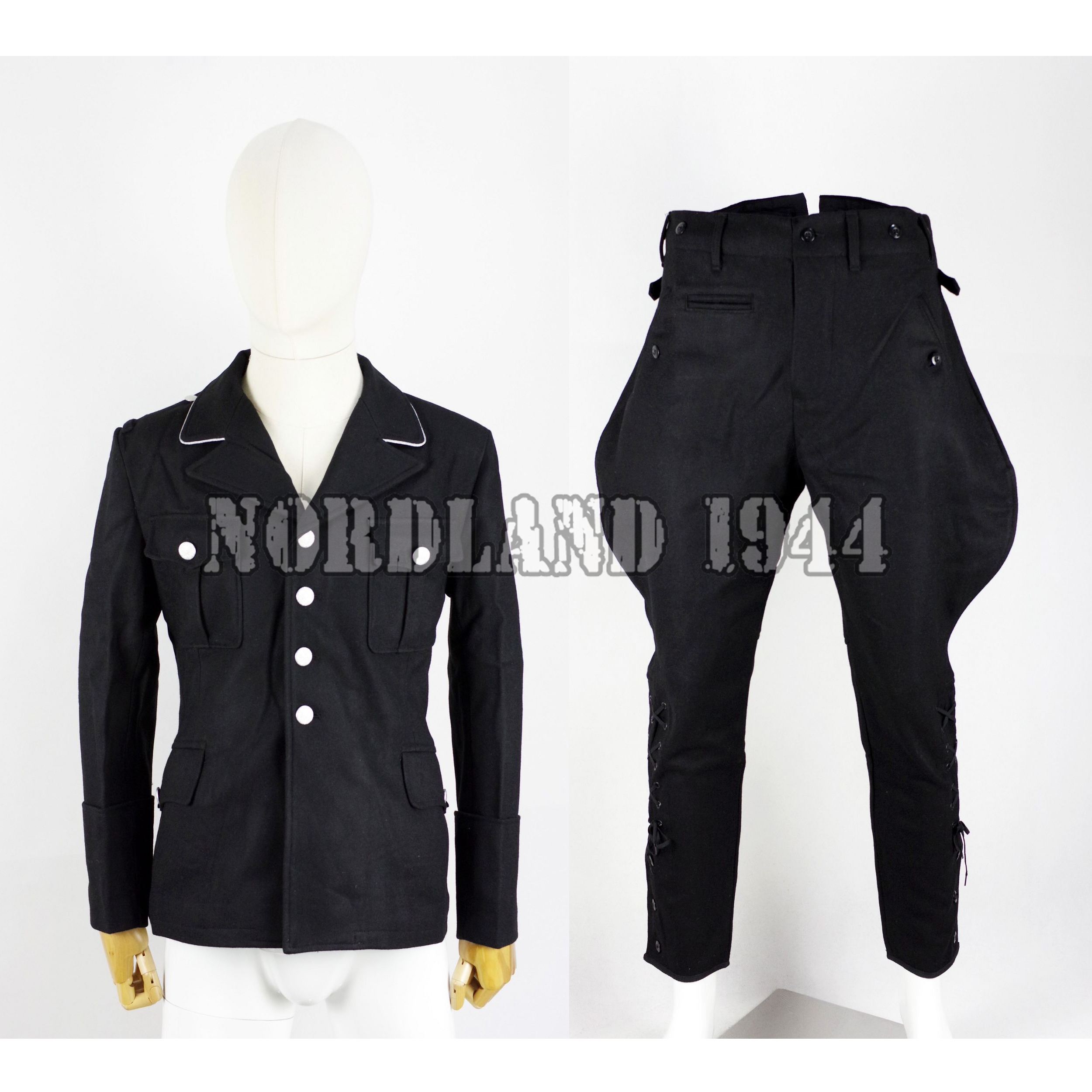 German Elite M32 Black Wool Uniform Tunic and Breeches