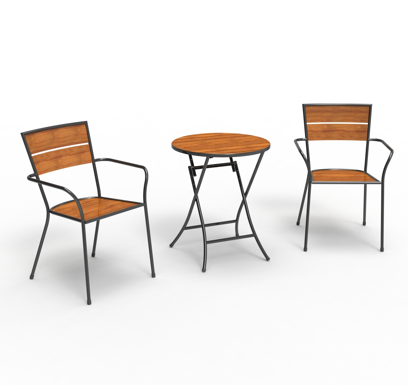 Garden wood-plastic table and chair set