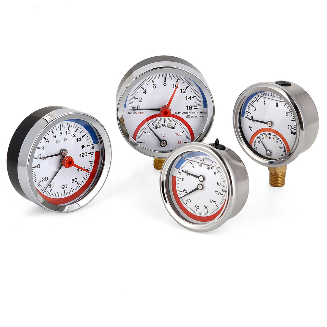 Temperature Pressure and Pressure Gauge Combined Thermo Manometer