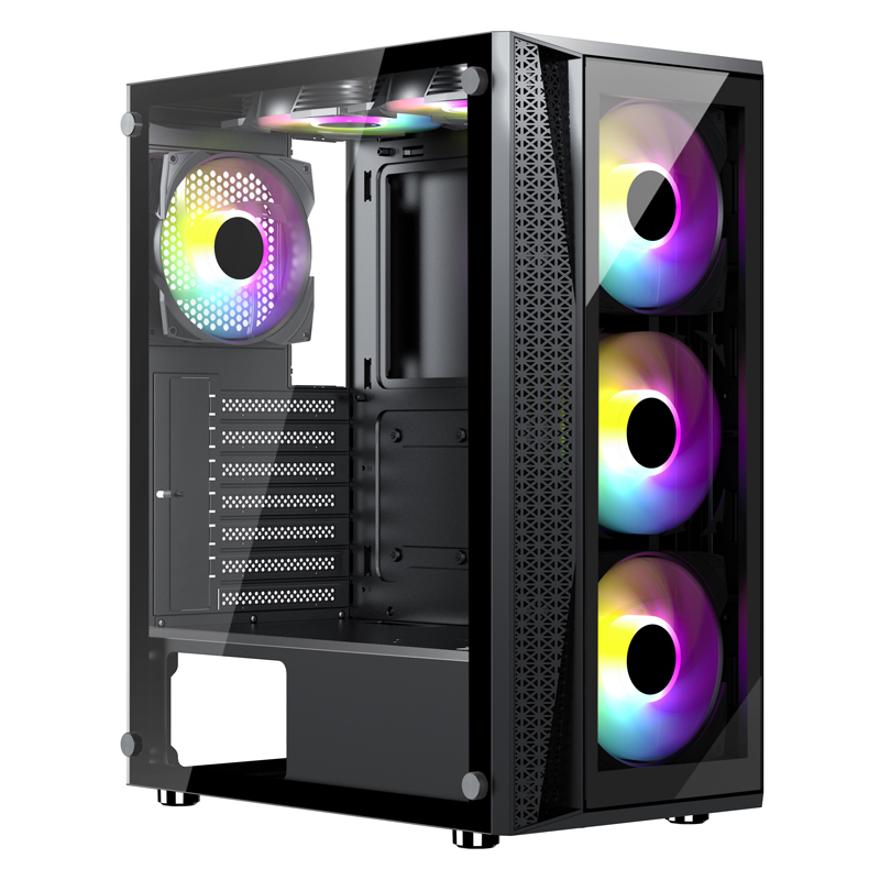 Cooler Fan 120mm Gaming Computer Case Towers Newest ATX Tempered Glass ...