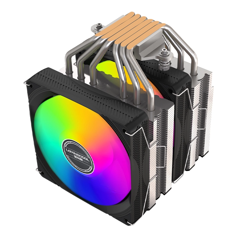 Double Tower CPU Air Cooler with 6 Heat Pipes Aluminum Cooper Heatsink ...