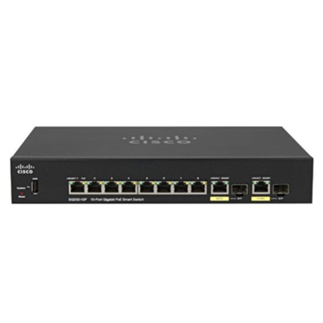 10-port Gigabit PoE Switch SG250-10P-K9-CN,10/100/1000Mbps,