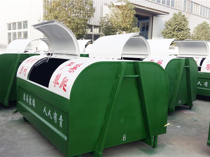 Stainless steel outdoor hook-arm trash can garbage collection box ...