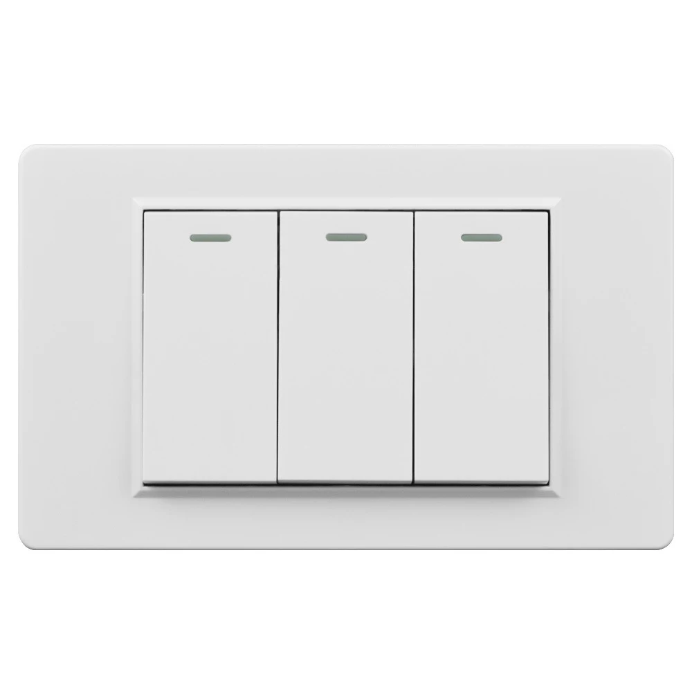 10A White PC Panel 3 Gang Light Switch Mannufacturer