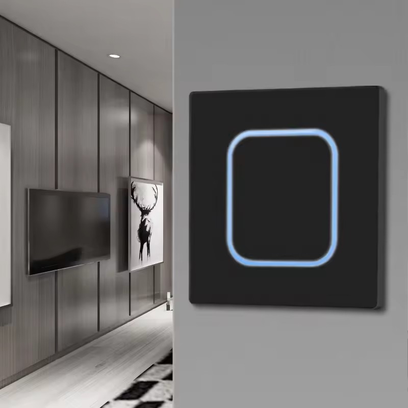 Tempered Glass Acrylic Button Black Wall Switch