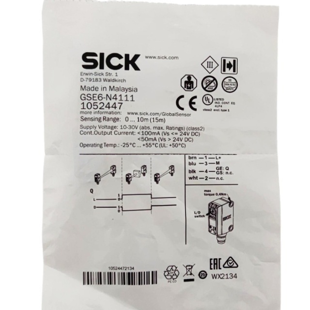 German SICK mini photoelectric sensor model GSE6-N4111 G6 series ...