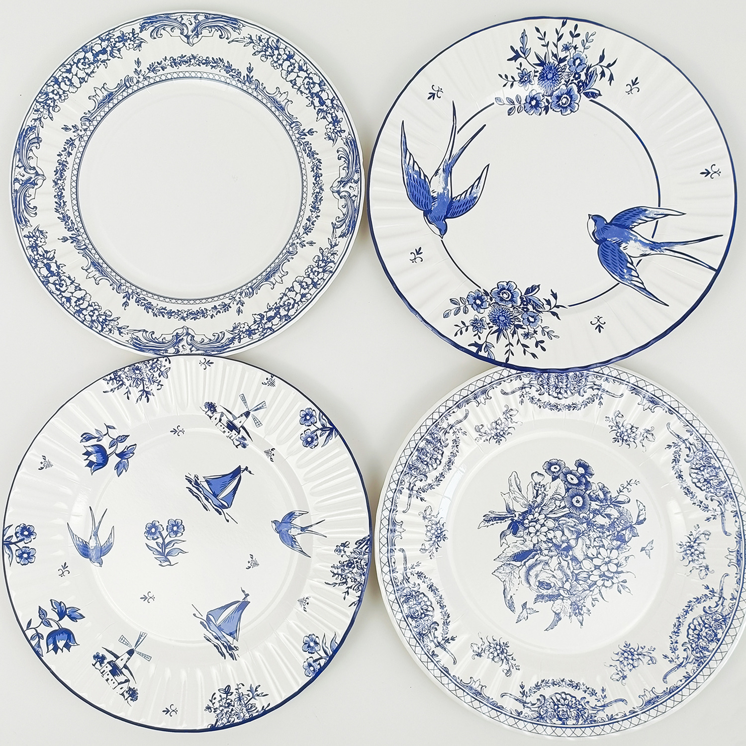Chinese Style Blue And White Porcelain Paper Plates,Chinese Style