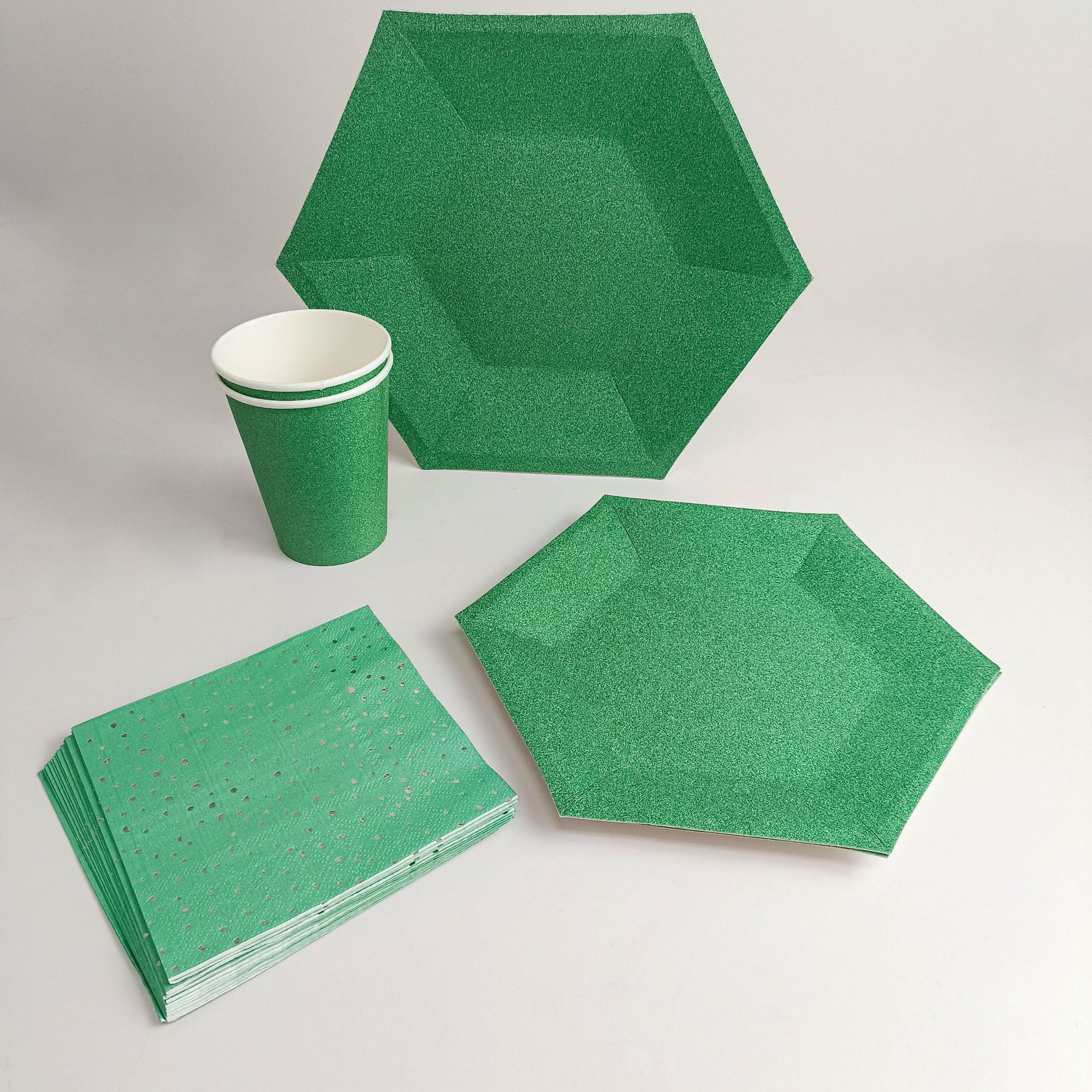 Green Hexagon Disposable Tableware,Color