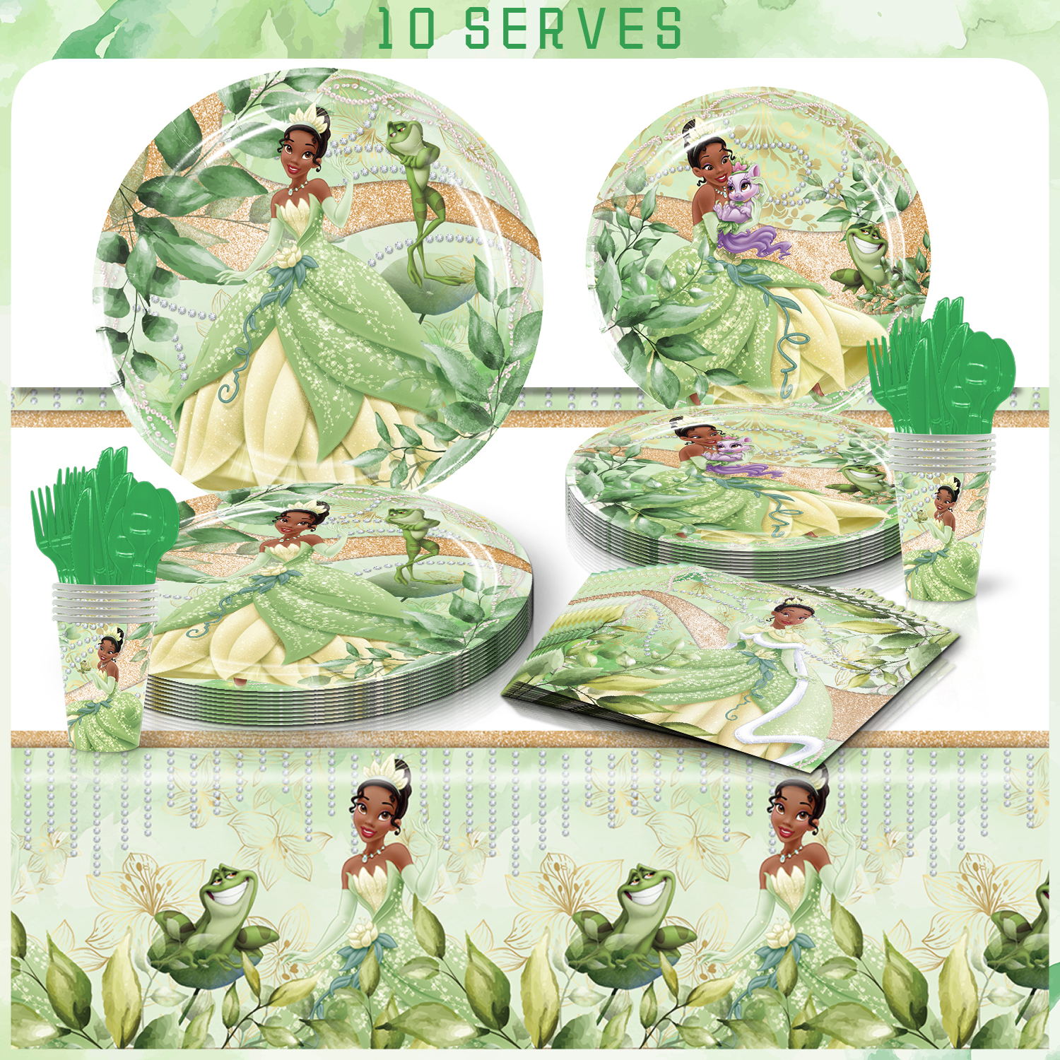 Princess Tiana Theme Party Tableware Set,Cartoon
