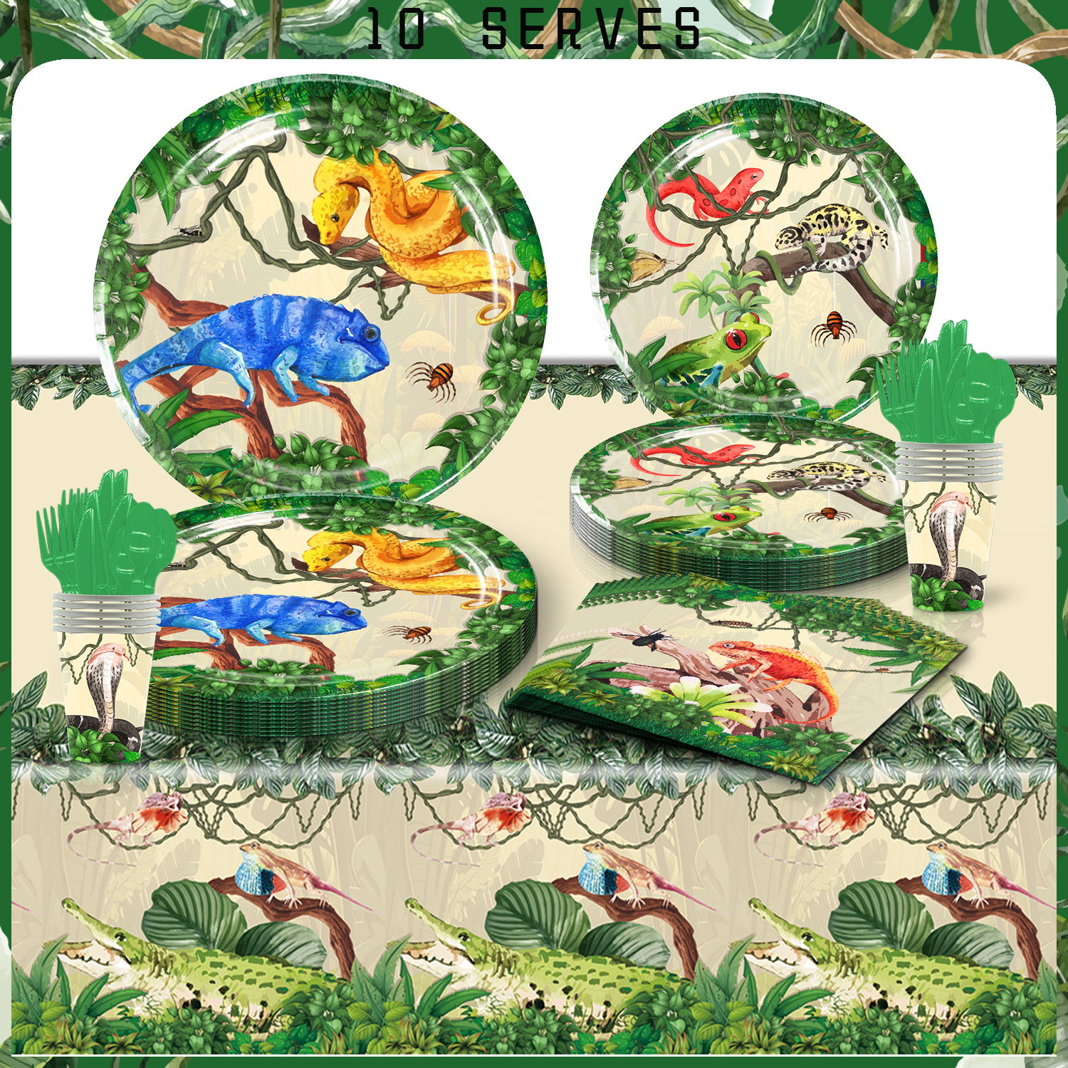 Reptile Theme Party Tableware Set,Cartoon