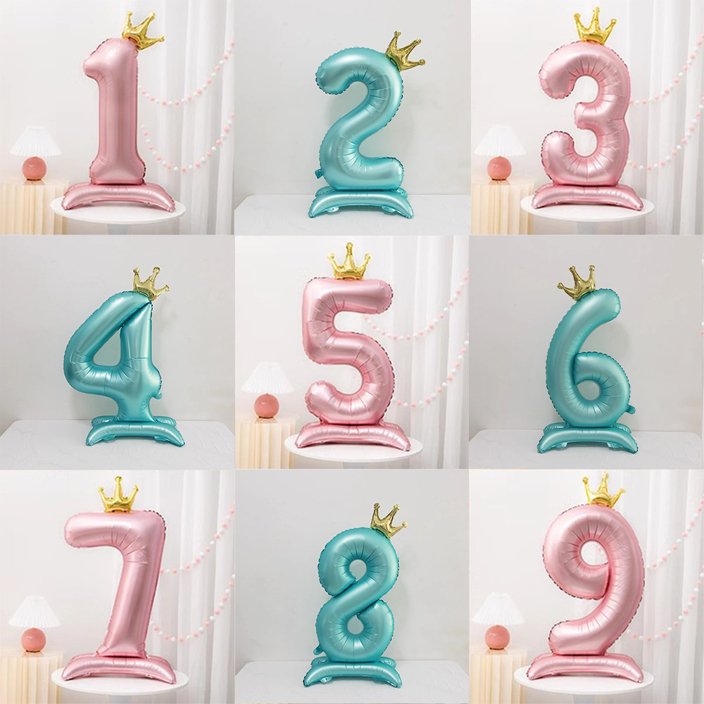 40 Inch Standing Large Number Balloon With Blue Base,Number Balloons