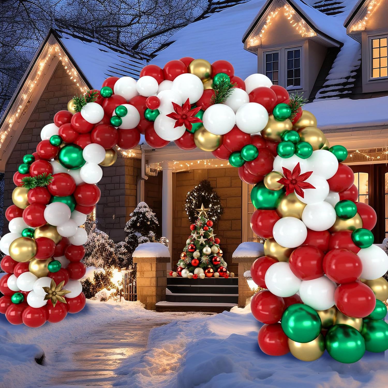 Christmas Party Decoration Red Green Balloon Garland Arch Kit,Balloon