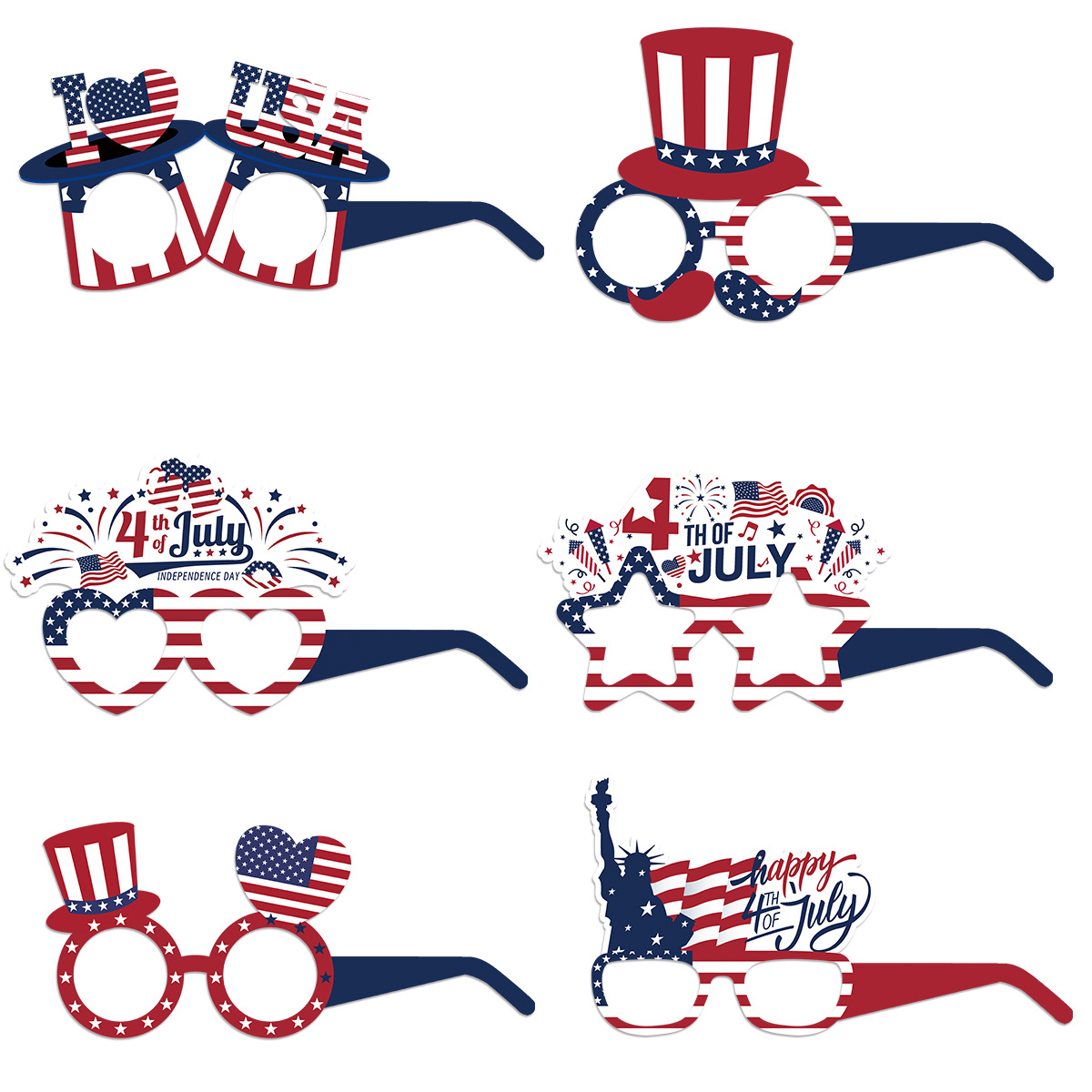Independence Day Party GlassesRed and blue gold Canon Photo Booth Props ...