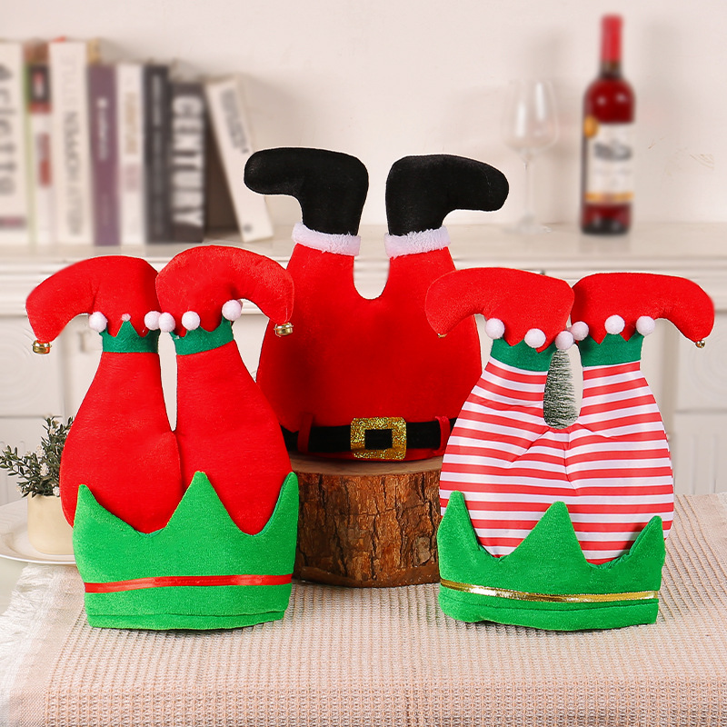 Elf Pants Legs Green Furry Christmas Hat,Santa Hat