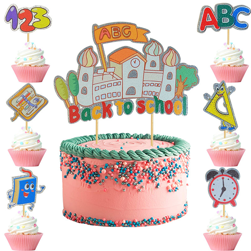 Back to school theme cake card opening ceremony party dessert table ...