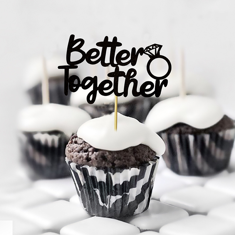 Better Together Cake Topper with Ring Glitter Bridal Shower Cake Pick ...