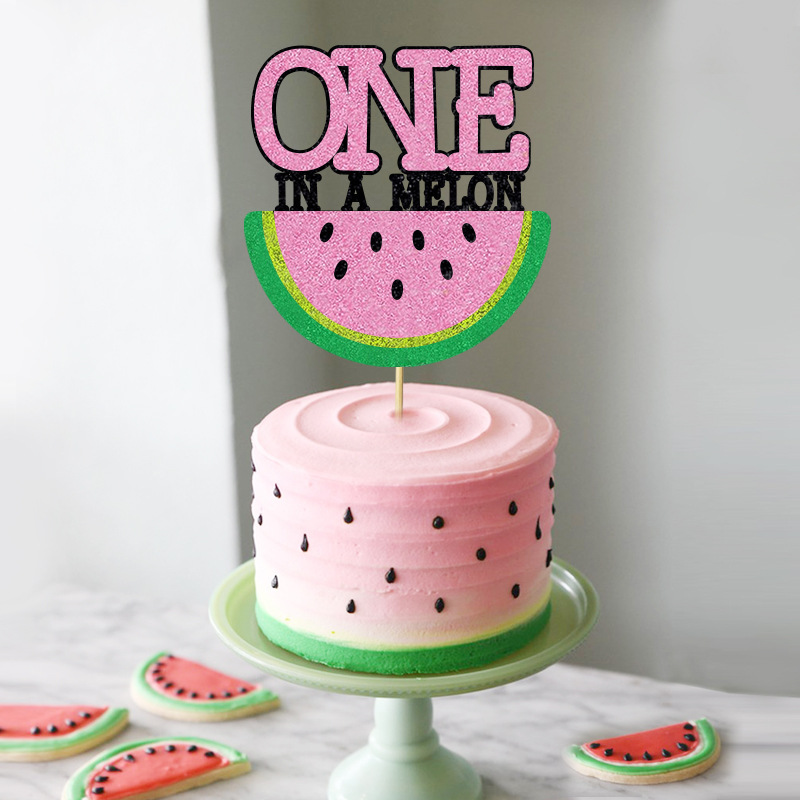 One in a Melon Birthday Cake Topper Watermelon Themed Party Cake Decor ...