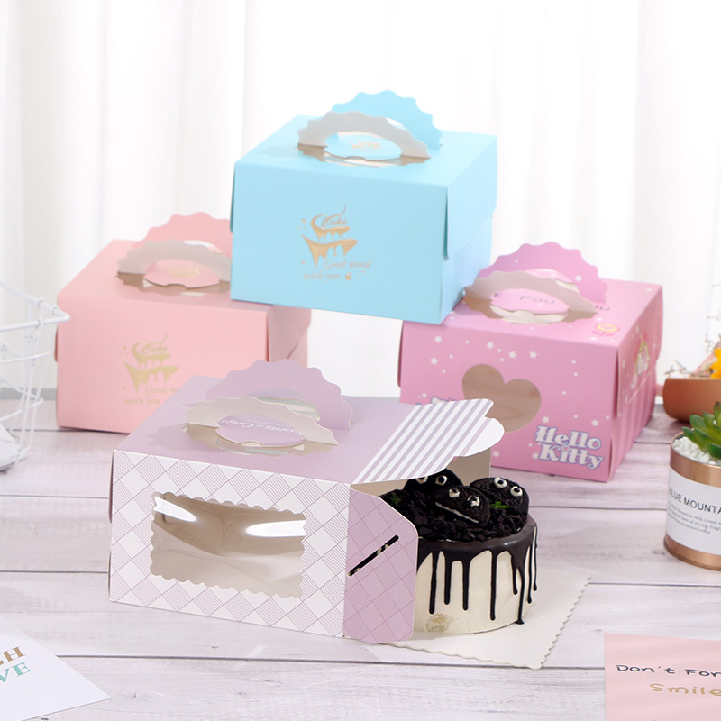 4 inch cake box cartoon thickened window portable birthday cake box Hot ...