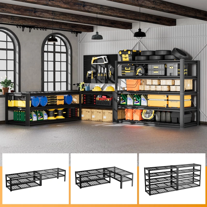 60"W x 24"D x 72"H Garage Shelving 5-Tier Storage Shelves 3000LBS Black ...