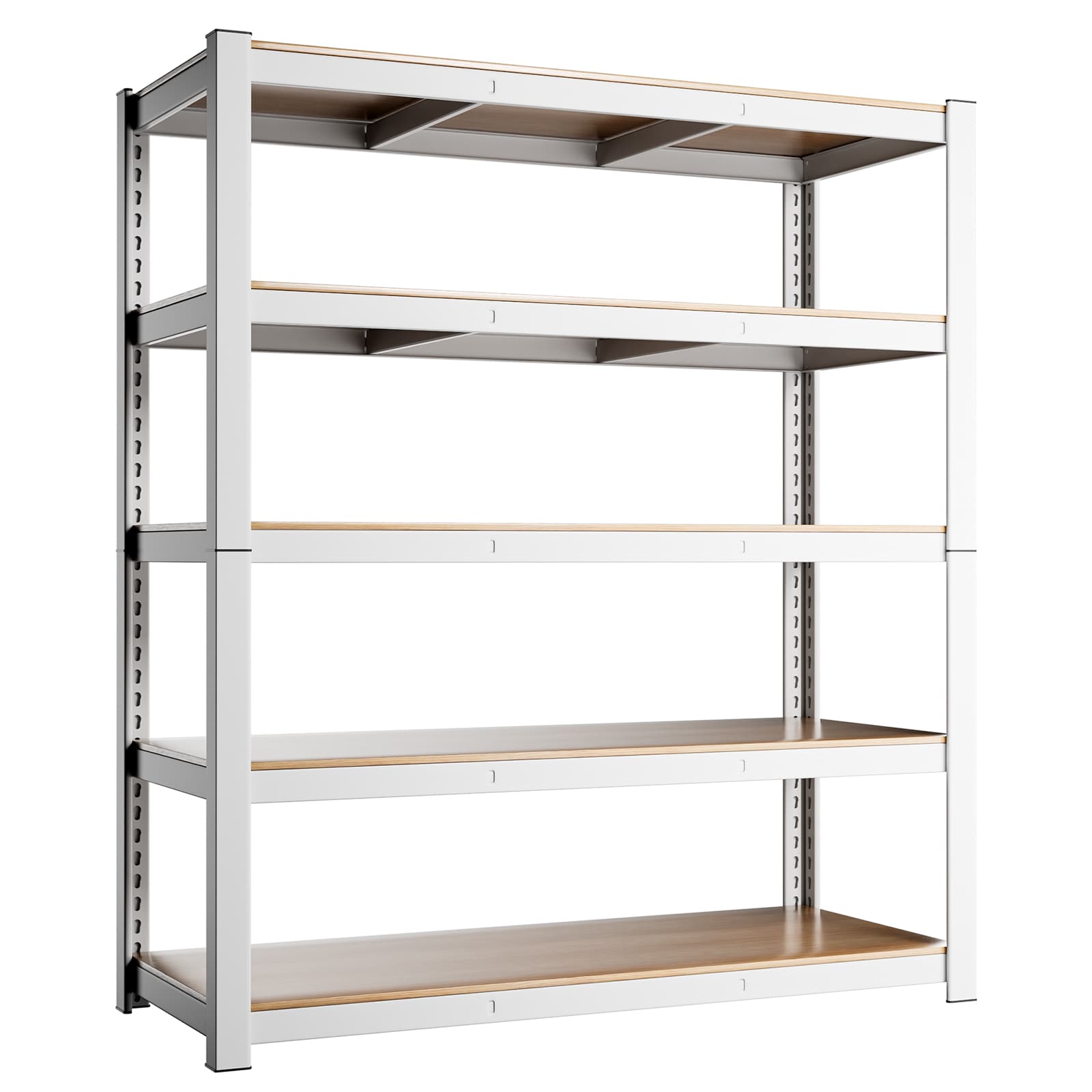 48"W 5-Tier White Storage Shelves, 48"W x 16"D x 71"H 2500LBS Shelves ...
