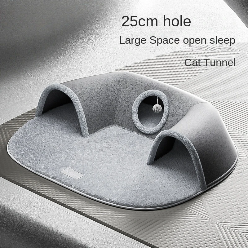 Panda-souce.com | Comfy Cat Mat with Playful Tunnel, Furry Blanket for ...