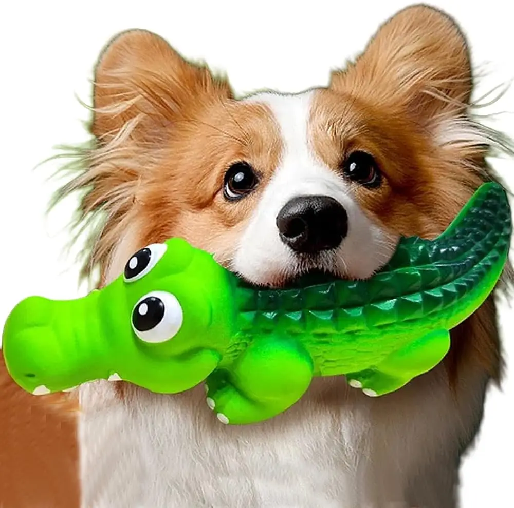 Panda-souce.com | Dog Squeaky Chew Toys Rubber Crocodile Indestructible ...