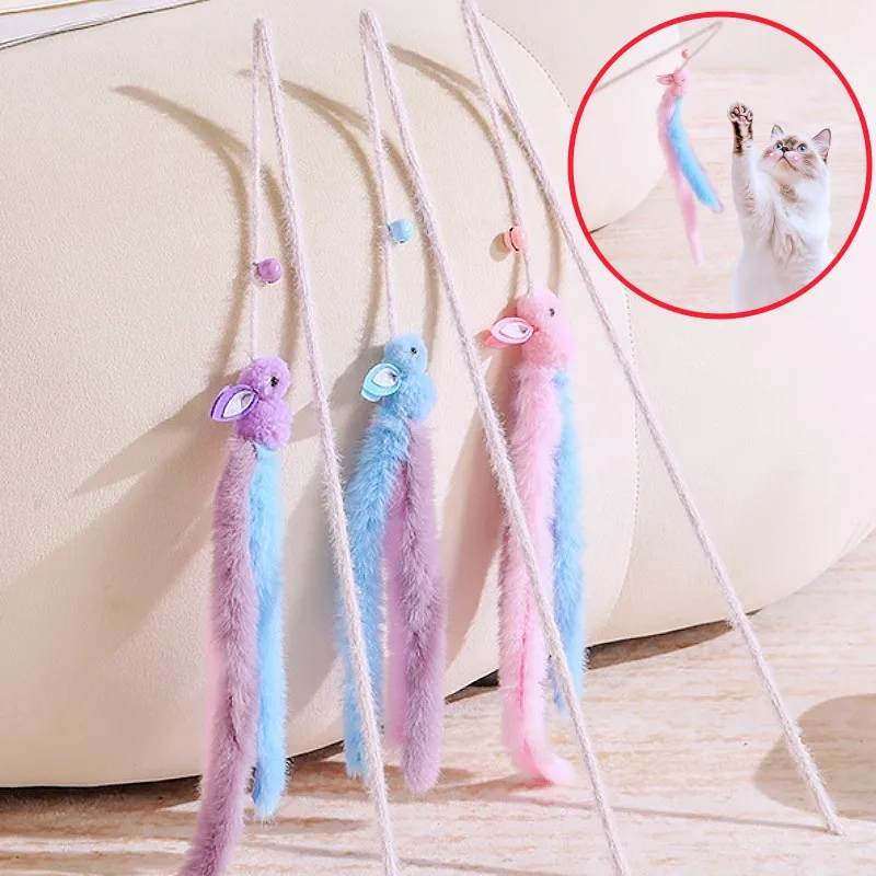 Panda-souce.com | Cat Toys Plush Tassel Cats Teaser Stick Wool Rabbit ...