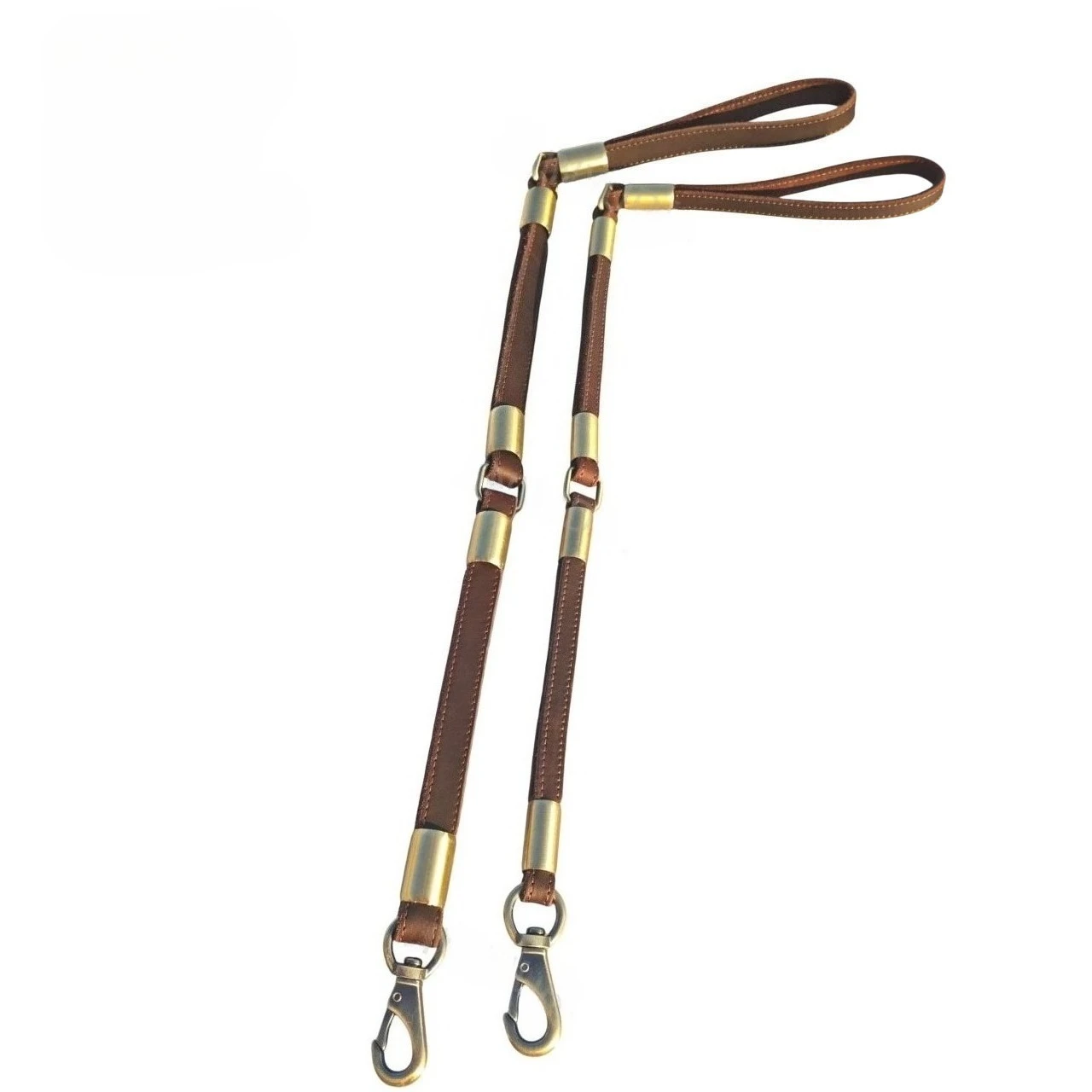 Panda-source.com | Three-section leather leash with pet dog chain and ...