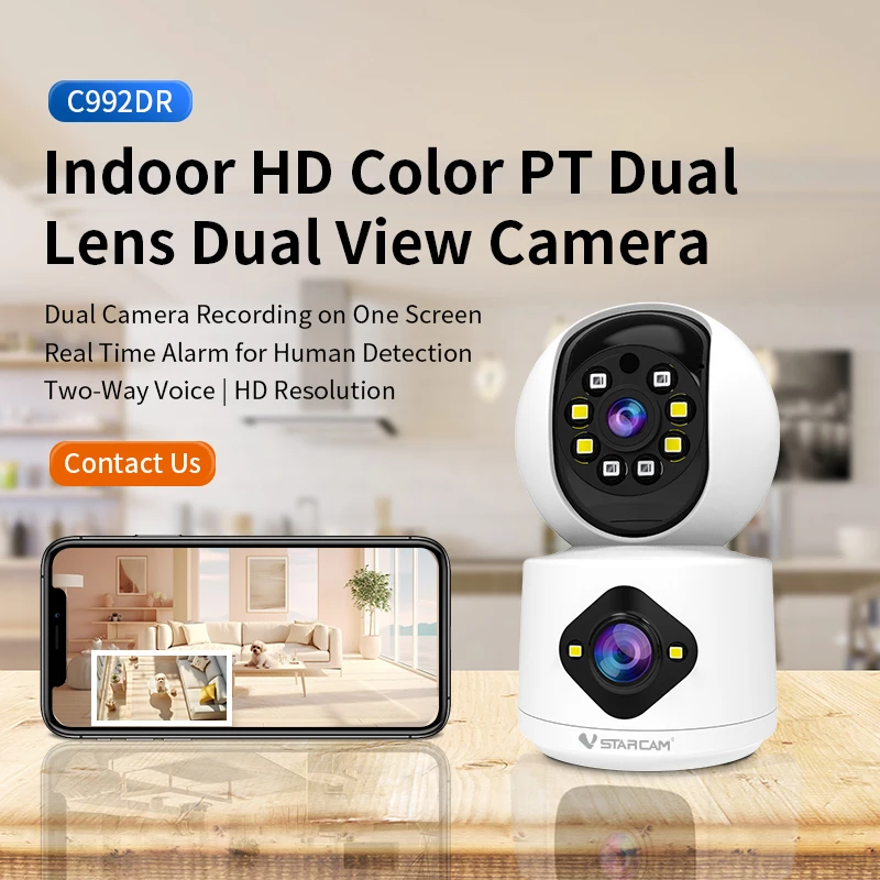 Vstarcam New 5MP Dual Lens Dual Picture Wifi 1080P IP Camera No Dead ...