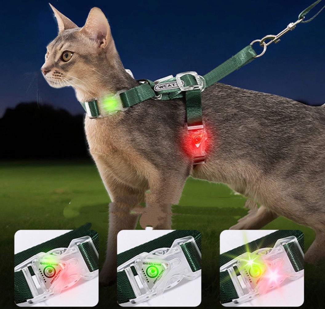 Panda-source.com | Cat Light-Up I-Shaped Chest Strap Leash Set