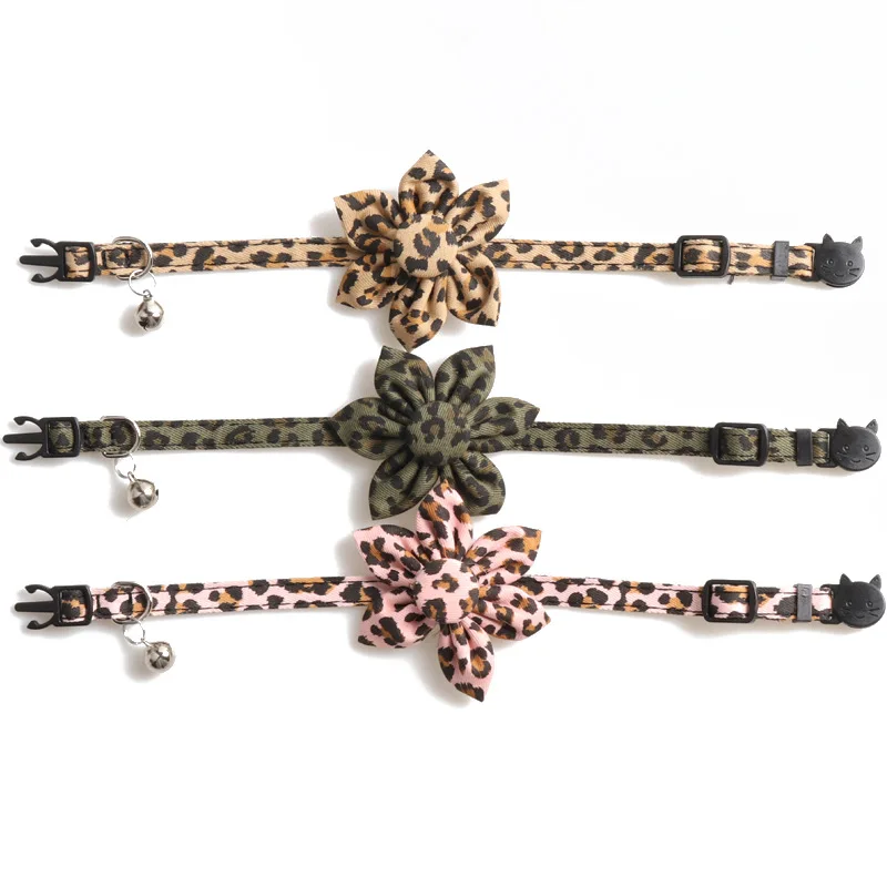 Panda-source.com | Leopard Print & Sunflower Cat Collars with Bell ...