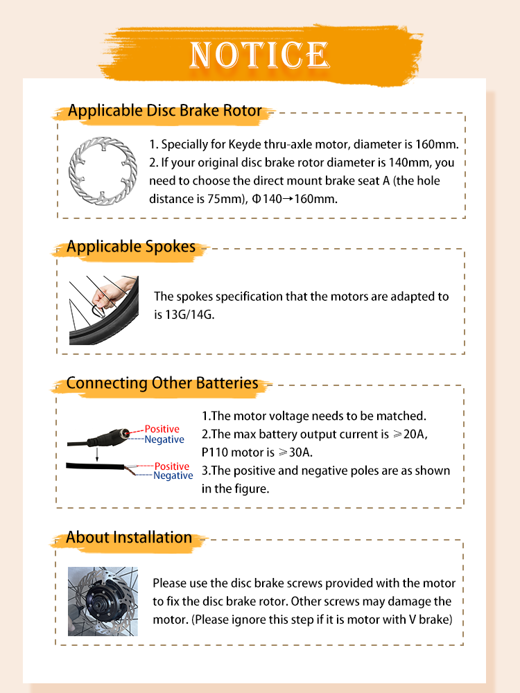Keyde Thru-axle Rear Hub Motor, 2.3kg Ebike Motor