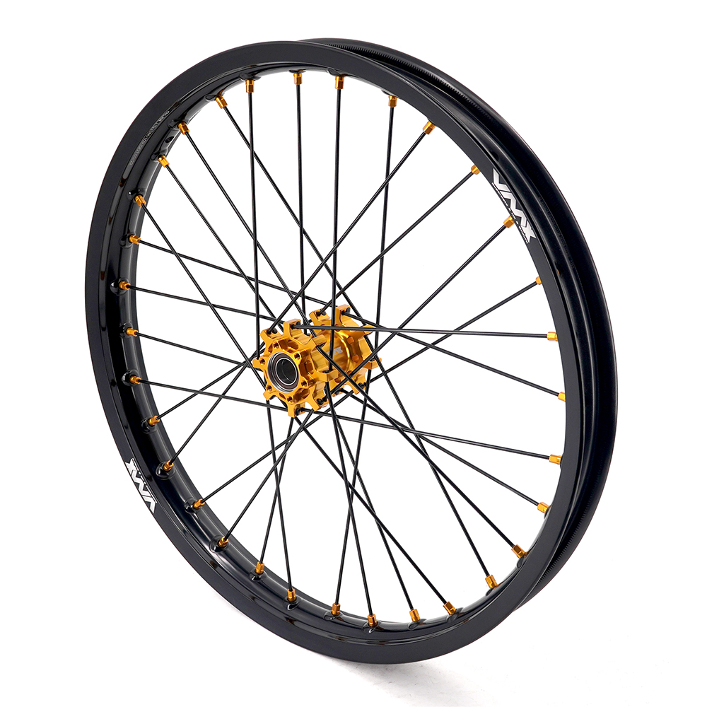 VMX 1.6*21" /1.85*18" Electric Dirt Bike Gold Wheels Black Rim Fit ...