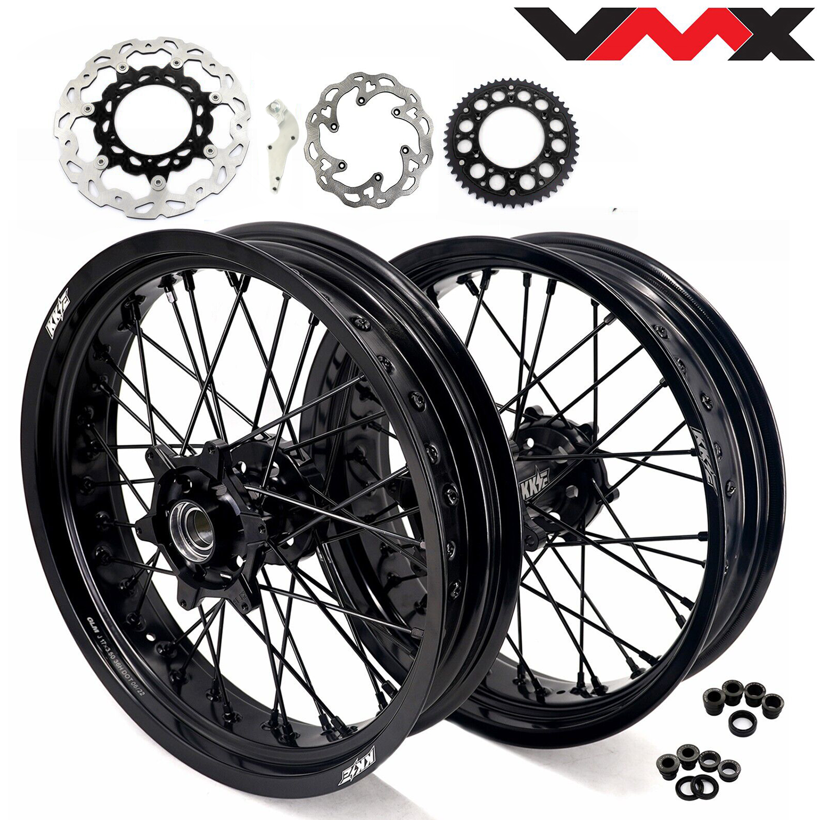VMX 3.5/5.0 Supermoto Complete Wheels Rims Set Compatible with KTM EXC ...