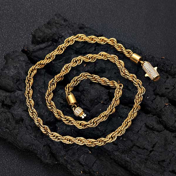 Stainless Steel Rope Chain Hip Hop Style for Men-ICEOMG