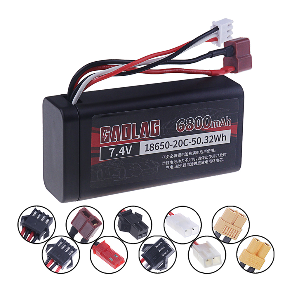 18650 Li-ion Battery 7.4V 6800mAh RC Car Battery For Wltoys 144001 ...